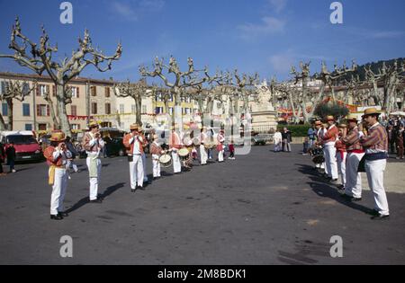 Parade of the donkey festival in Gonfaron Var Provence village wher ...