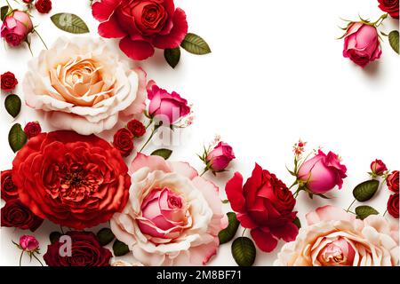 A stunning image featuring a red and pink rose flower with a blank ...