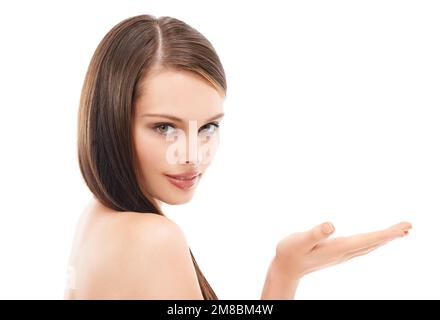 Hand, palm and beauty, product placement and woman, manicure and ...