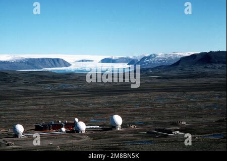 An aerial view of radar domes at the 3rd Detachment, 3rd Space Support ...