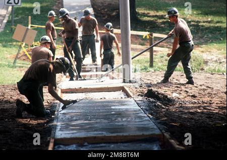 Seabees of Construction Battalion Unit 402 (CBU 402) prepare ground for ...