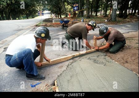Seabees of Construction Battalion Unit 402 (CBU 402) prepare ground for ...