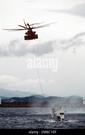 A Mark 105 hydrofoil minesweeping sled is readied for a mission during ...