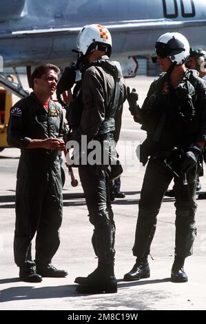 Two Fleet Composite Squadron 5 (VC-5) A-4E Skyhawk aircraft fly over ...