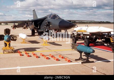 A left front view of an FB-111A aircraft of the 715th Bombardment ...