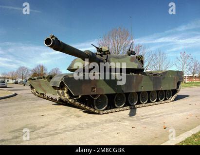 Left front view M1A1 Abrams Main Battle Tank at U.S. Army Armor Center ...
