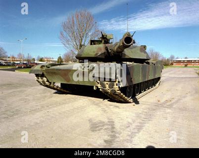 Left front view M1A1 Abrams Main Battle Tank at U.S. Army Armor Center ...