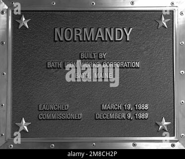 A close-up view of the plaque aboard the battleship USS MISSOURI (BB-63 ...