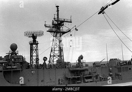 The combat stores ship USNS SPICA (T-AFS-9) rests on blocks in the ...