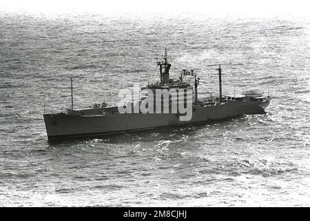 A port view of the missiles range instrumentation ship USNS REDSTONE (T ...
