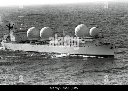 A port view of the missiles range instrumentation ship USNS RANGE ...