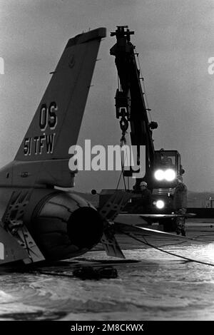 An F-16C Fighting Falcon aircraft of the 36th Tactical Fighter Squadron ...
