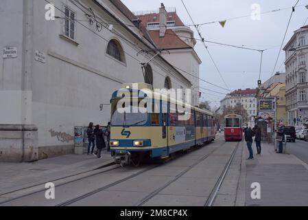 Wiener Lokalbahn 100 series high floor tram in Vienna, Austria ...