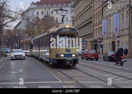 Wiener Lokalbahn 100 series high floor tram in Vienna, Austria ...