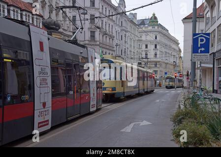 Wiener Lokalbahn 100 series high floor tram in Vienna, Austria ...
