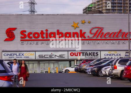 Scotiabank Theater - Cineplex Cinemas sign on the building. Cineplex Cinemas is a Canadian movie ...