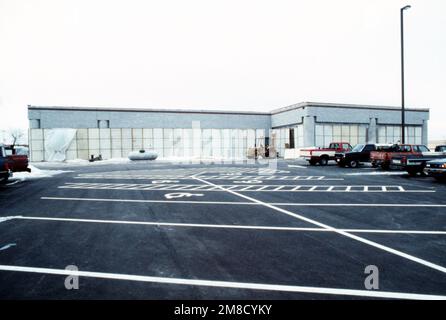 An exterior view of the commissary under construction at Lajes Field ...