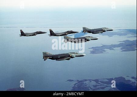 A 334th Tactical Fighter Squadron F-4E Phantom II aircraft, foreground ...