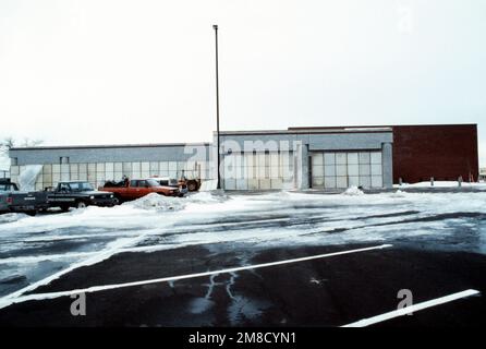 An exterior view of the commissary under construction at Lajes Field ...