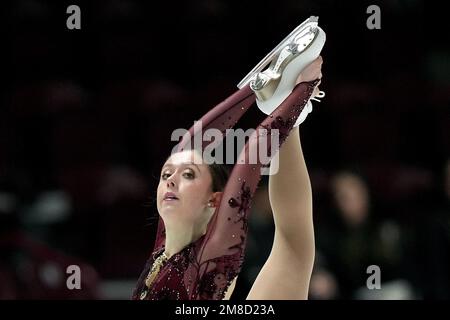 Amanda Tobin from Ontario performs during the senior women’s short ...