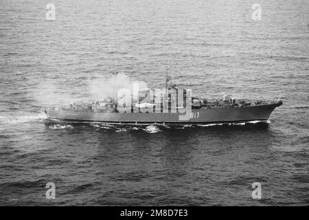 A starboard beam view of the submarine tender USS L. Y. SPEAR (AS-36 ...