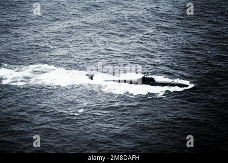 A view of a Soviet VICTOR I class nuclear-powered attack submarine ...