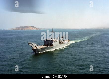 An aerial view of a US Navy (USN) parade formation underway. The ships ...