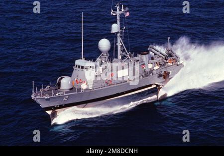 A port bow view of the patrol combatant missile (hydrofoil) USS GEMINI ...