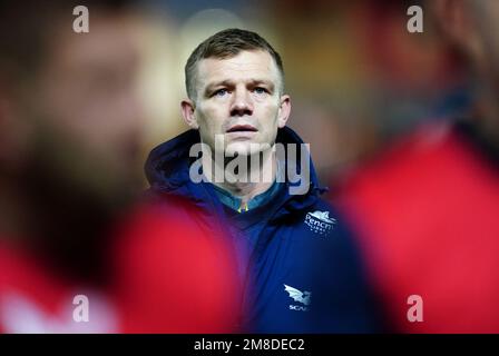 Coach Dwayne Peel of Scarlets during the EPCR Champions Cup match ...