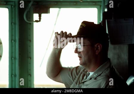 CAPT Morris C. Foote, Commanding Officer of the guided missile cruiser ...
