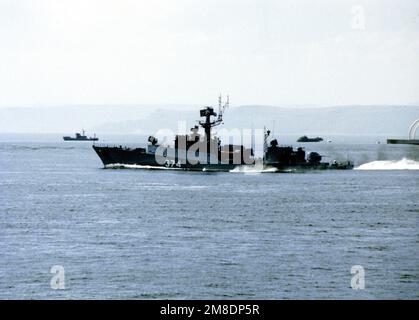 A port beam view of a Soviet Grisha V class light frigate underway ...