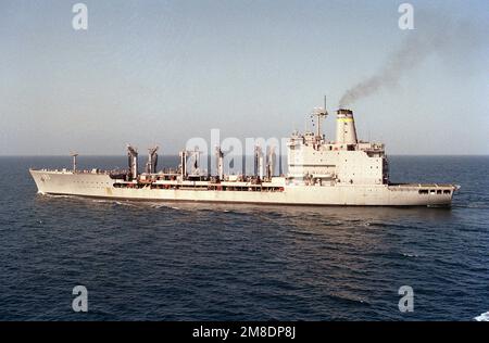 A port beam view of the oiler USNS JOSHUA HUMPHREYS (T-AO-188) underway ...
