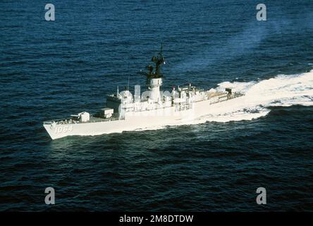 A port view of the frigate USS LOCKWOOD (FF-1064) underway. USS ...