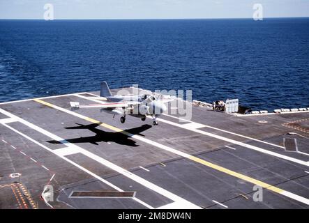 An Attack Squadron 95 (VA-95) A-6E Intruder aircraft is launched from ...