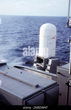 The Mark 16 Phalanx close-in weapon system (CIWS) in Mount 21 aboard ...