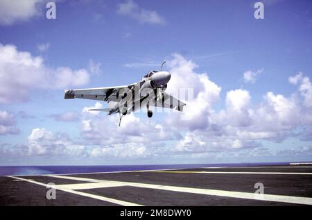 An Attack Squadron 95 (VA-95) A-6E Intruder aircraft comes in for a ...
