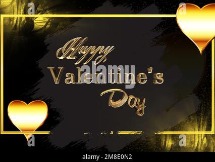 Happy Valentine's Day. 3d rendering. Typographical , light, heart ...