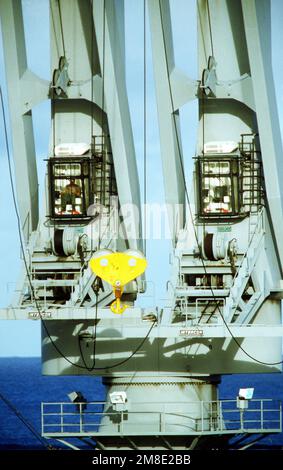 A crane on the Military Sealift Command-chartered vessel MAERSK ...