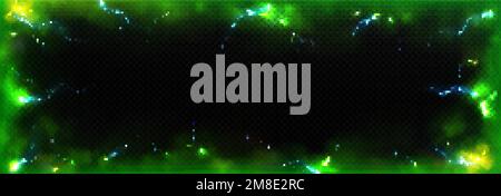 Empty frame decorated with neon green toxic smoke and lightning ...