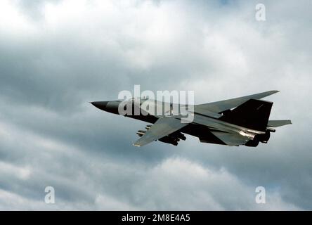 An air-to-air left side view of a 509th Bombardment Wing FB-111A ...