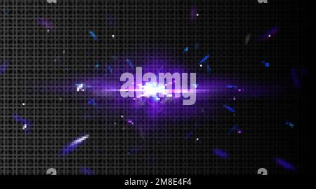 Star explosion with glow, smoke and sparkles. Magic burst effect with bright purple light, blue ...