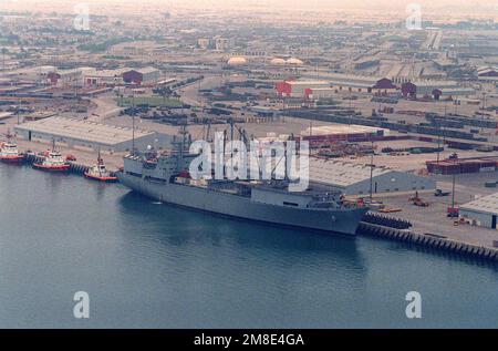 The aviation logistic ship USNS CURTISS (T-AVB-4) lies tied up at the ...