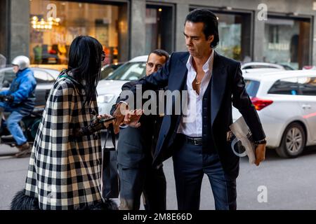 Nick Cave and Susie Cave are seen during the Milan Fashion Week ...
