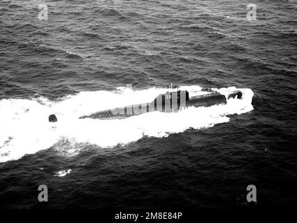 A starboard view of a Soviet Charlie I class nuclear-powered missile ...