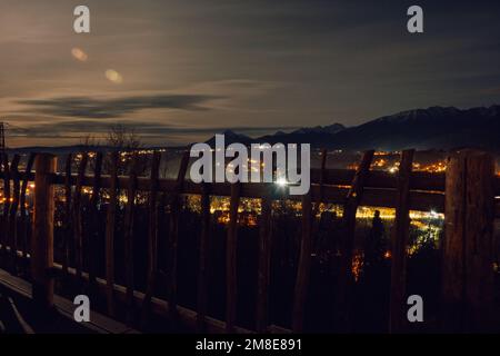 Wonderful illuminated Zakopane city in winter at nigh Stock Photo - Alamy