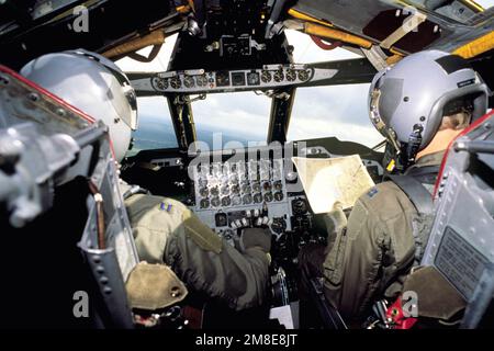 View from inside of a B-52 Stratofortress bomber looking out of the ...