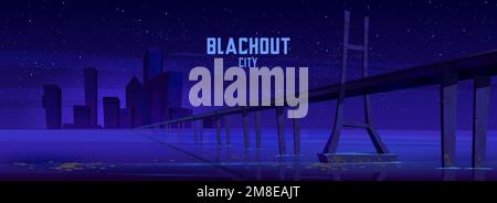 Blackout in big city, cityscape during power outage. Cartoon vector ...