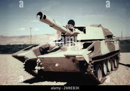 Left front view of a Soviet M-1974 122mm self-propelled howitzer ...
