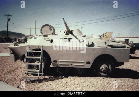 Left side view of a Soviet BRDM-2 amphibious scout car with its Sagger ...