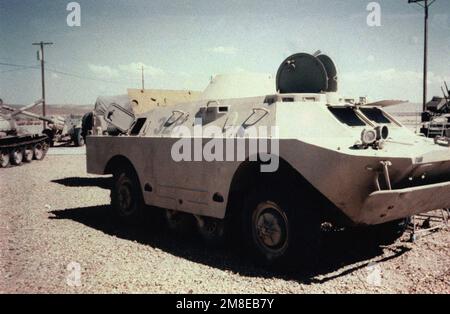 A front view of a Soviet BRDM-2 amphibious scout car with its Sagger AT ...